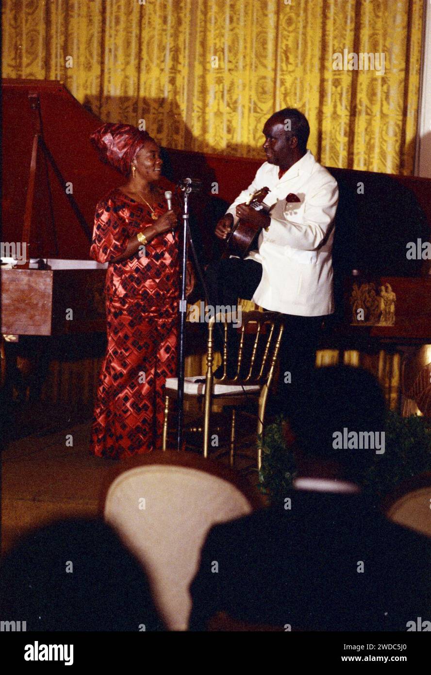 Photograph of President Kenneth Kaunda of Zambia Playing the Guitar ...