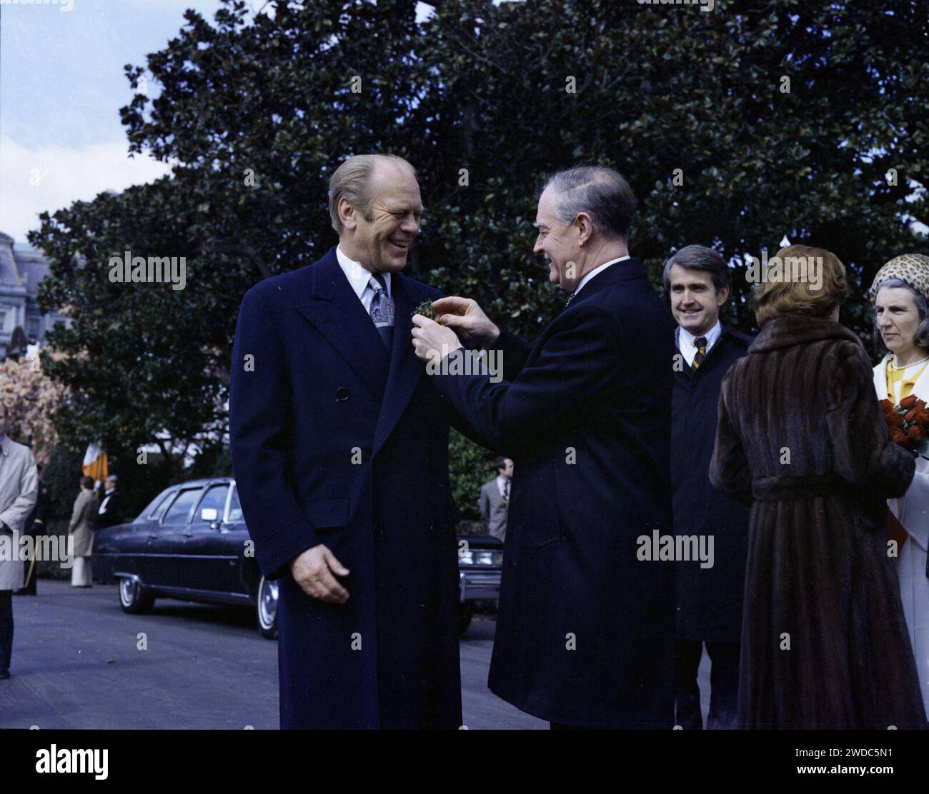 Photograph of Prime Minister Liam Cosgrave of Ireland Pinning Shamrocks ...