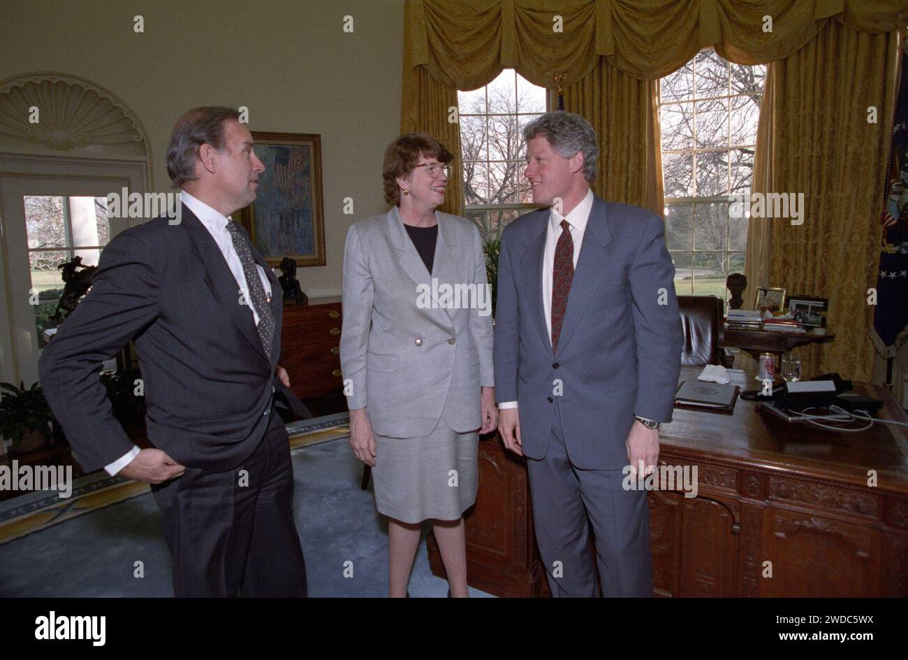 President Bill Clinton meeting with Senator Joe Biden and Janet Reno in ...