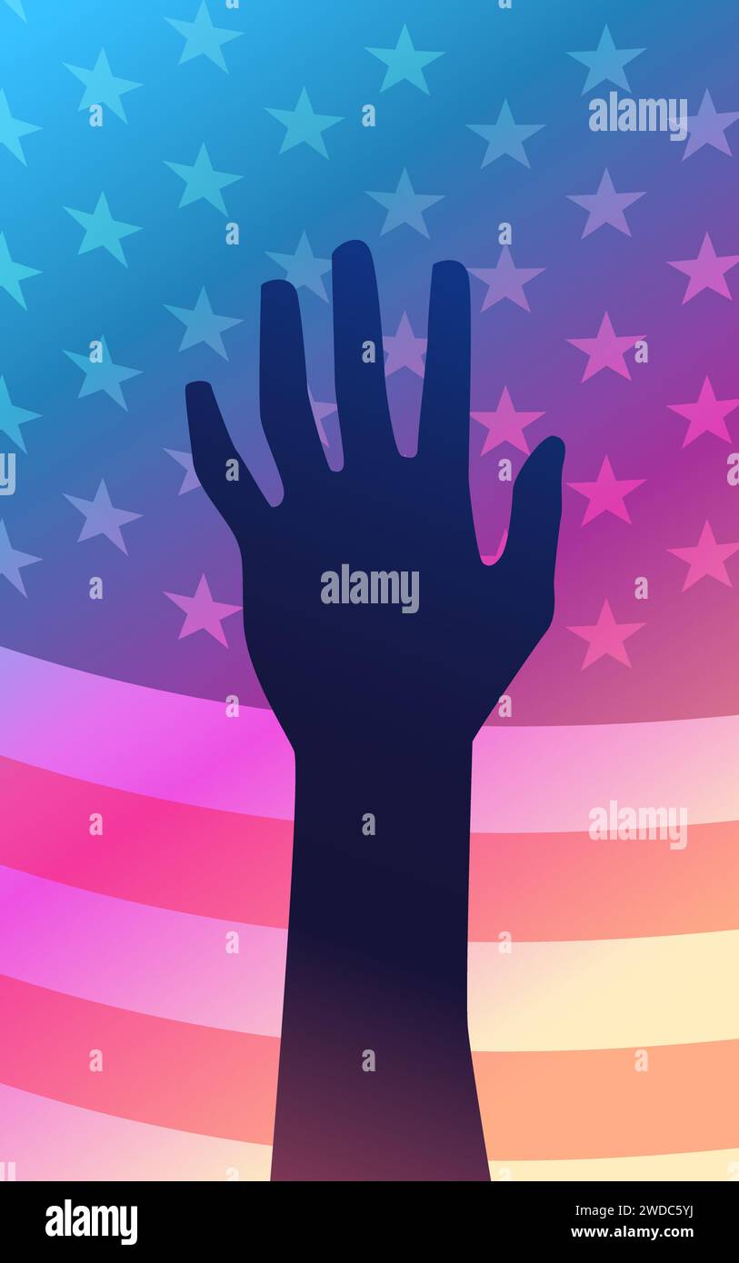 Martin Luther King Jr. Day black man and USA flag MLK banner vertical ...