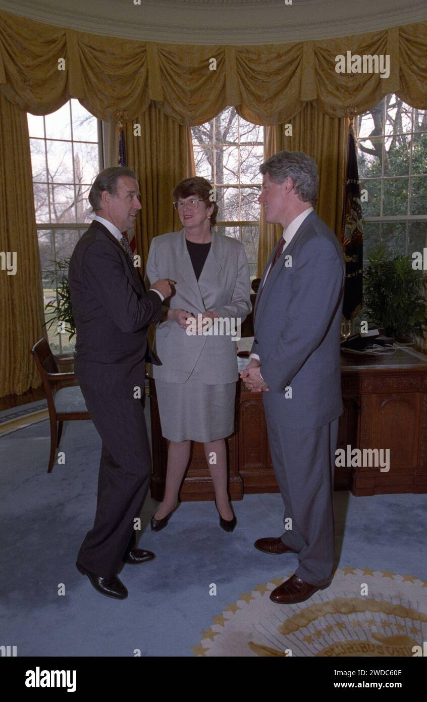 President Bill Clinton meeting with Senator Joe Biden and Janet Reno in ...