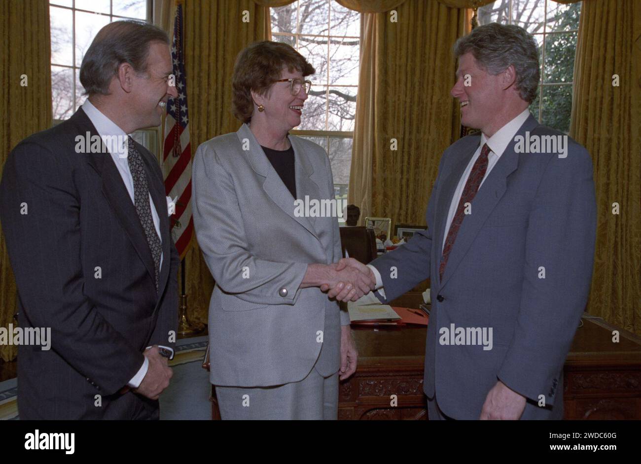 President Bill Clinton meeting with Senator Joe Biden and Janet Reno in ...