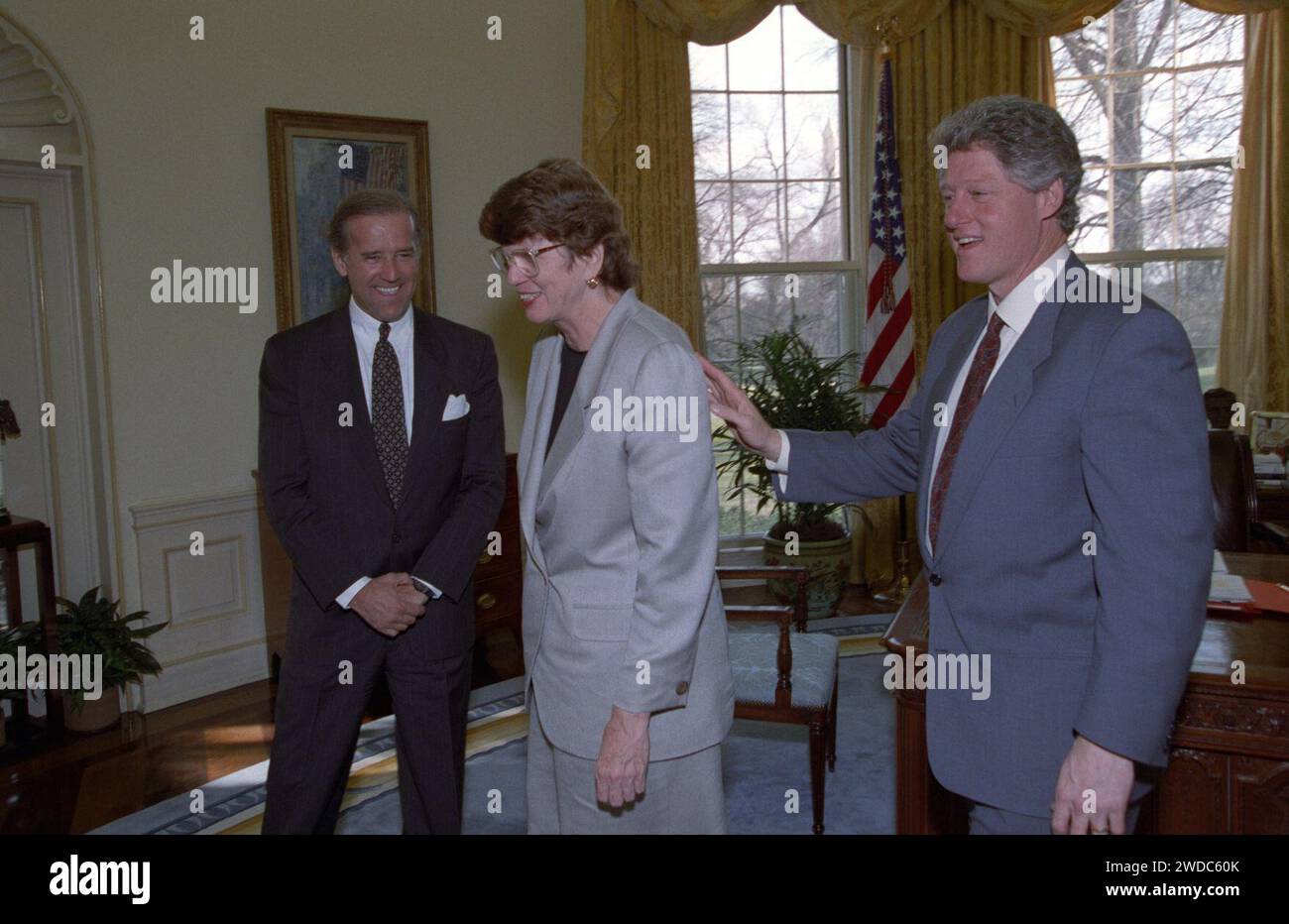 President Bill Clinton meeting with Senator Joe Biden and Janet Reno in ...