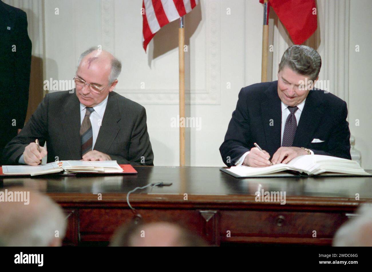 President Ronald Reagan and Soviet General Secretary Mikhail Gorbachev ...