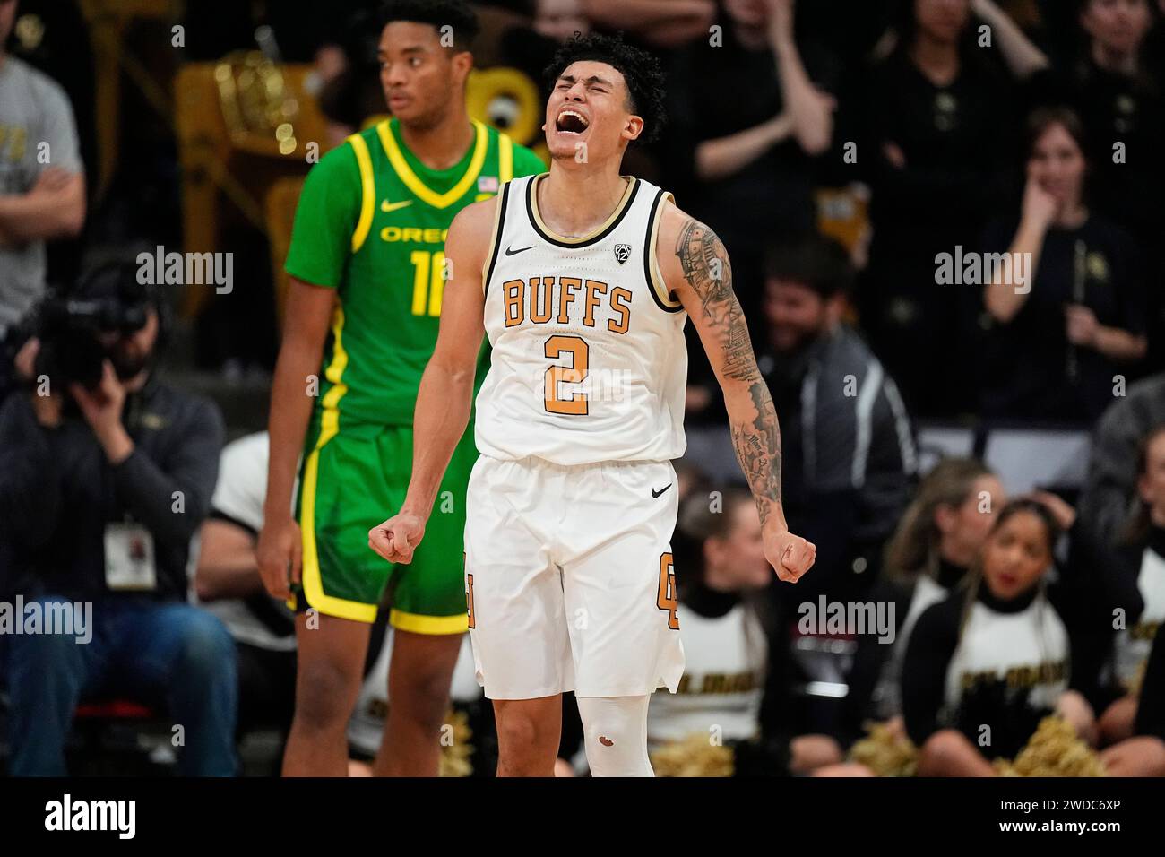 Colorado guard KJ Simpson (2) in the second half of an NCAA college ...