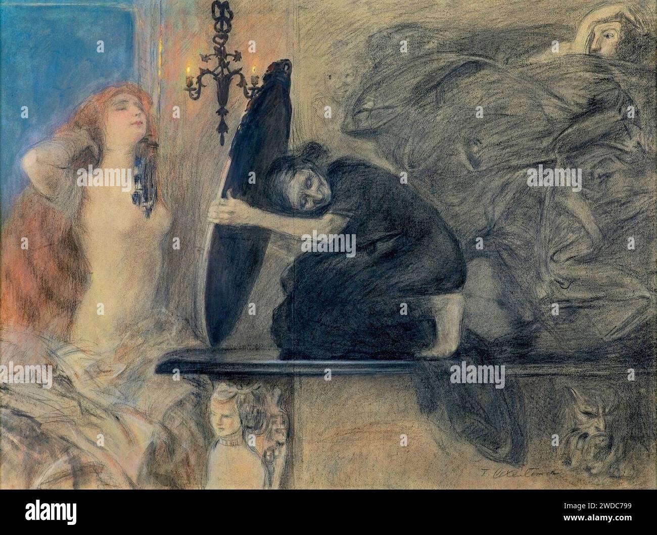 Teodor Axentowicz - Noc. Przed lustrem Stock Photo - Alamy