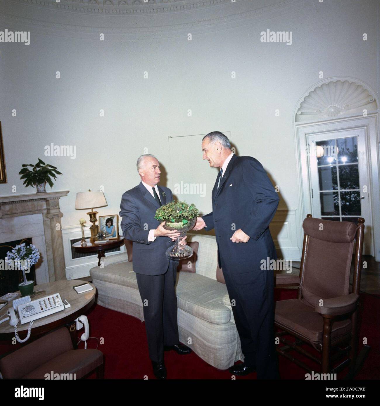 William P. Fay presents President Lyndon B. Johnson with an engraved ...