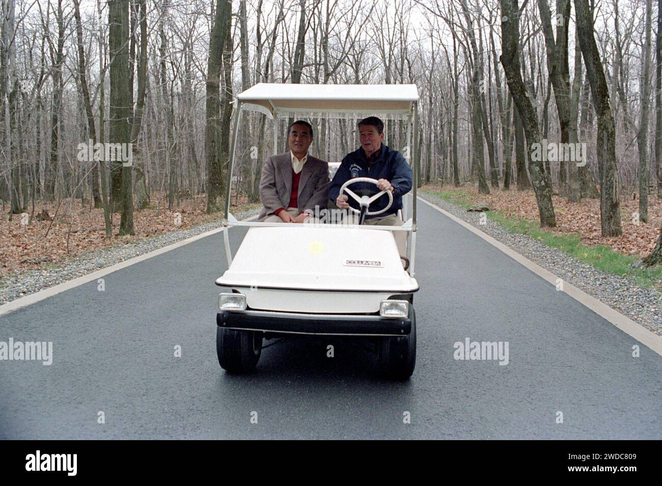 Working Visit of Prime Minister Yasuhiro Nakasone of Japan, driving a ...