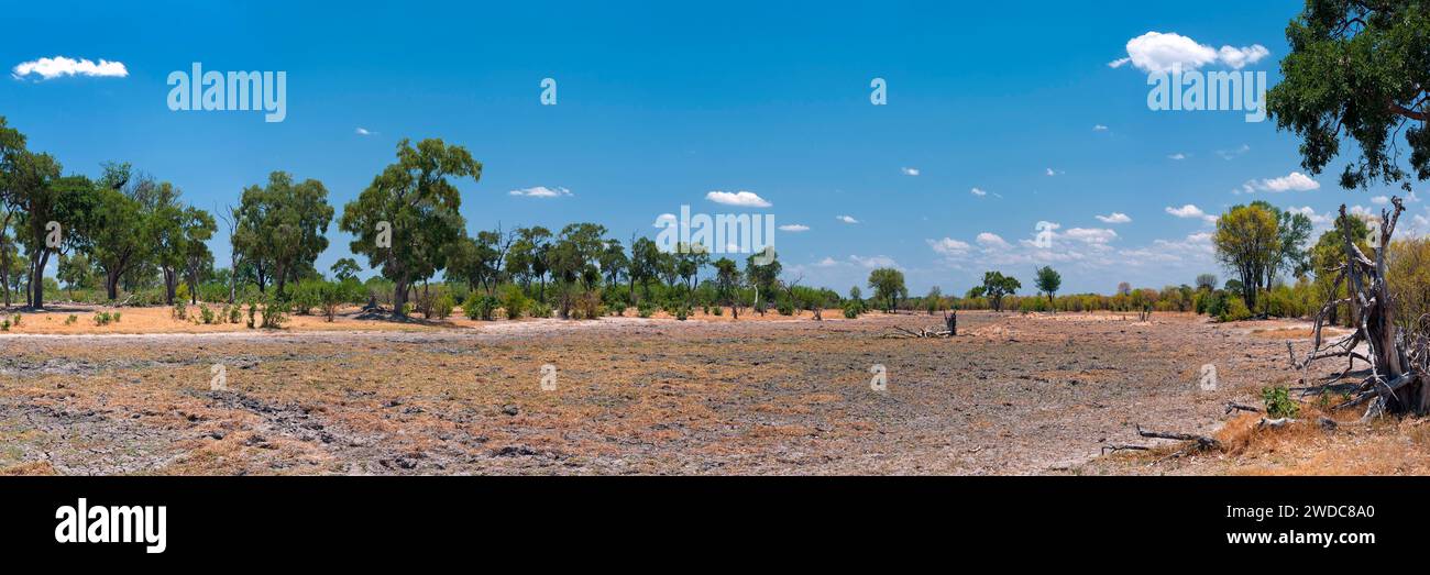 Dried out riverbed and landscape, drought, heat, dryness, climate ...