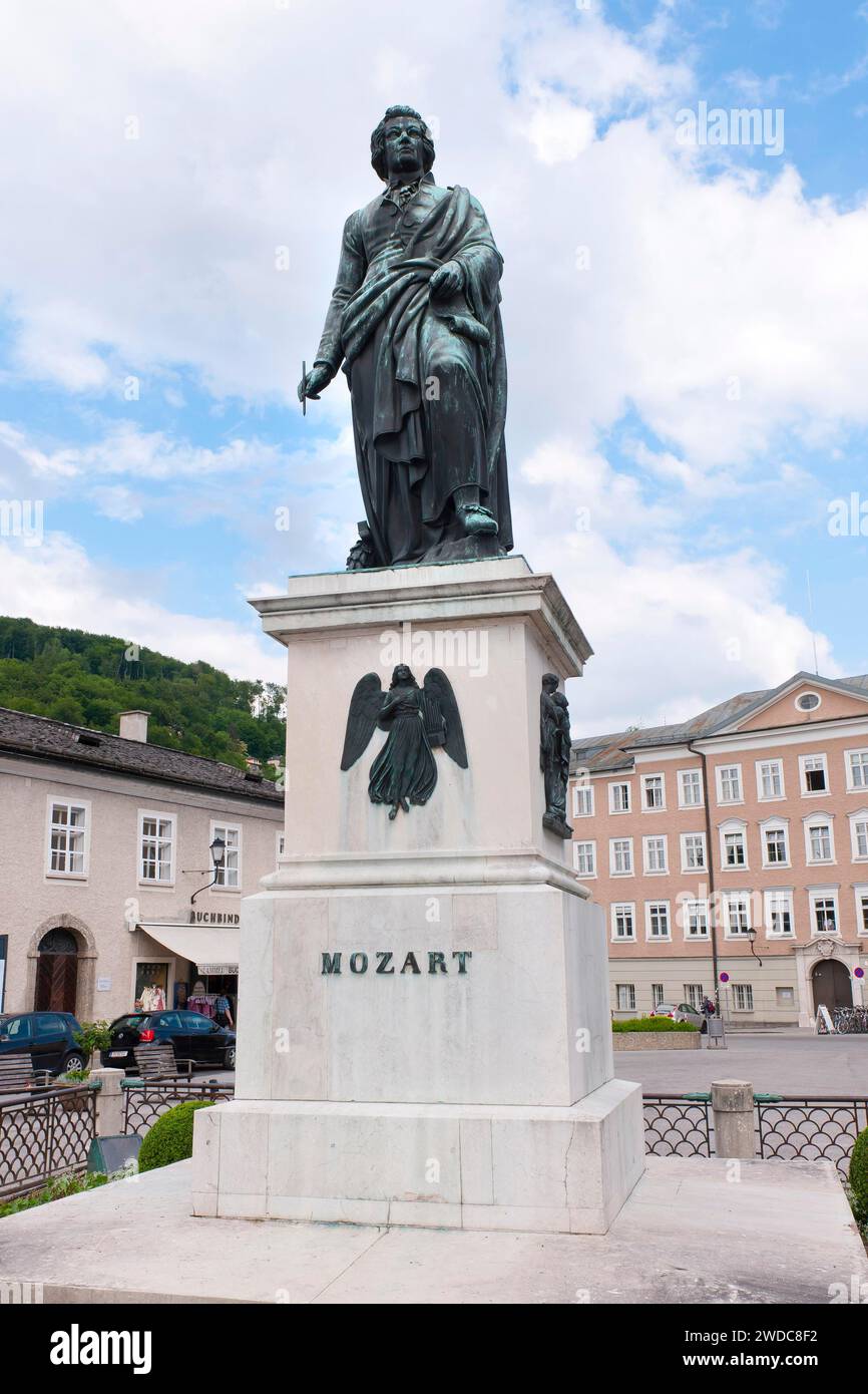Mozart memorial on Mozartplatz in Salzburg, musician, composer, famous ...