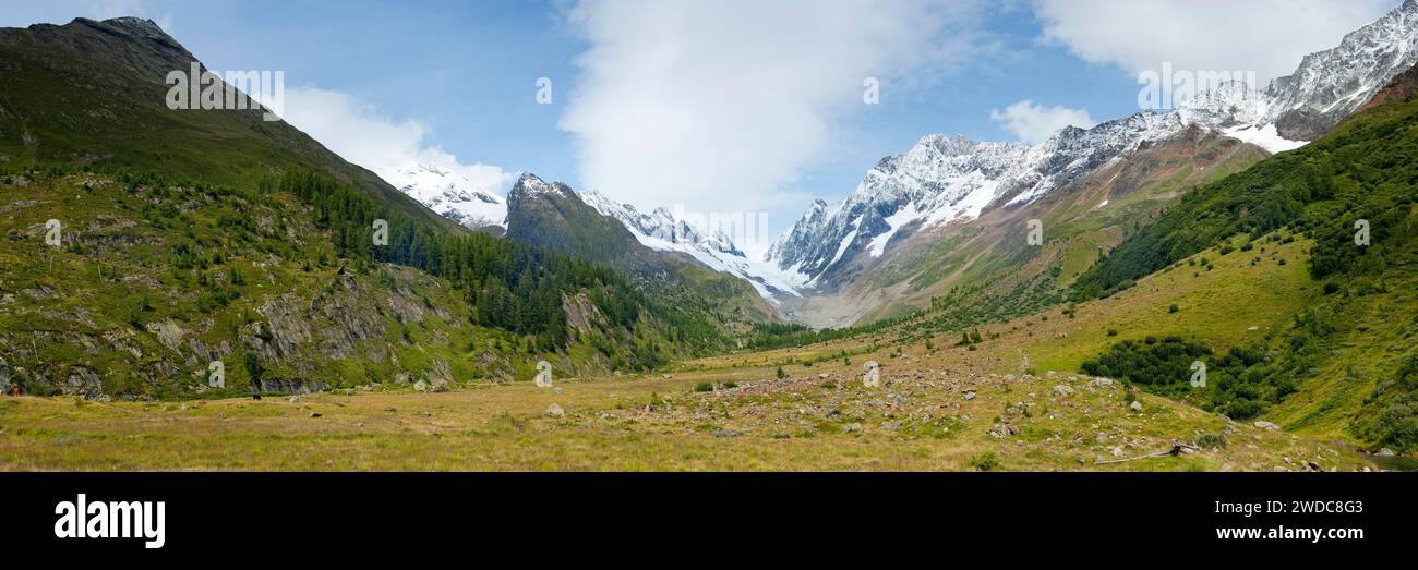 Mountain panorama on the Langgletscher in Valais, Bernese Alps ...