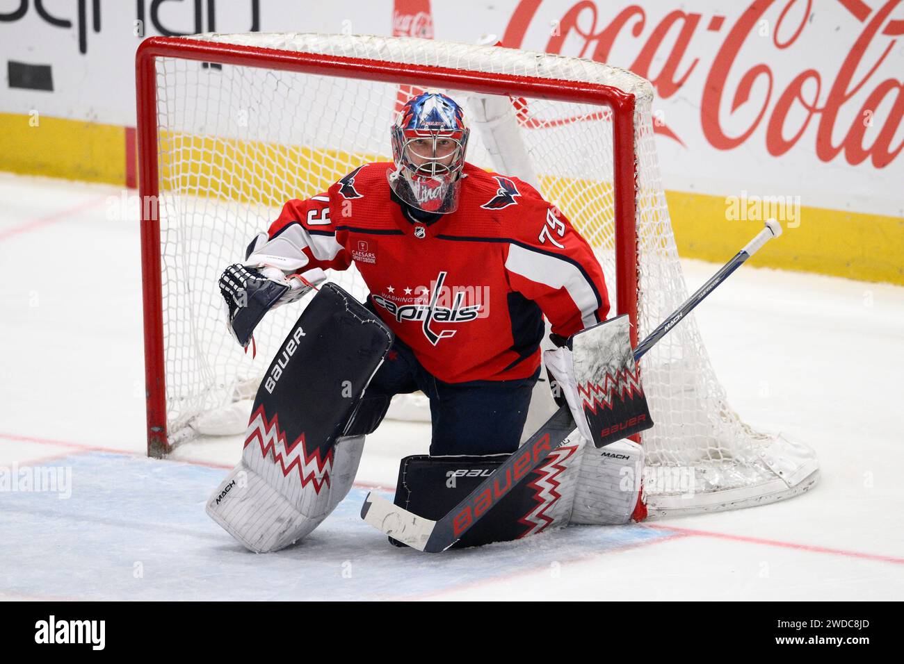 Washington Capitals goaltender Charlie Lindgren (79) in action during ...