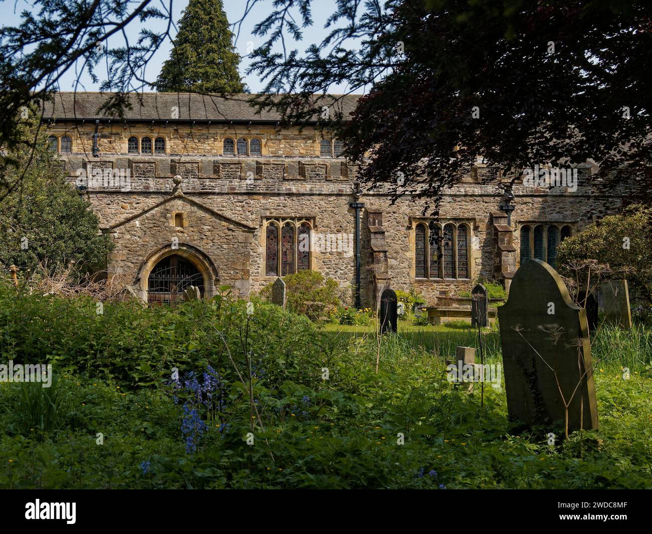 Church and historic cemetery in Sedbergh. England, Great Britain Stock ...