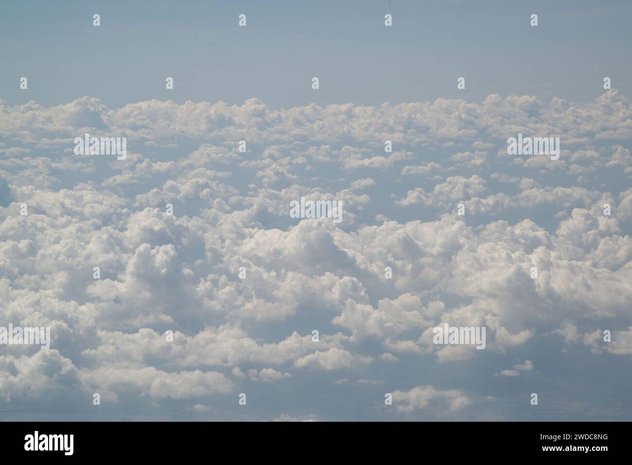 Nature background of sky view with clounds from above from airplane and ...