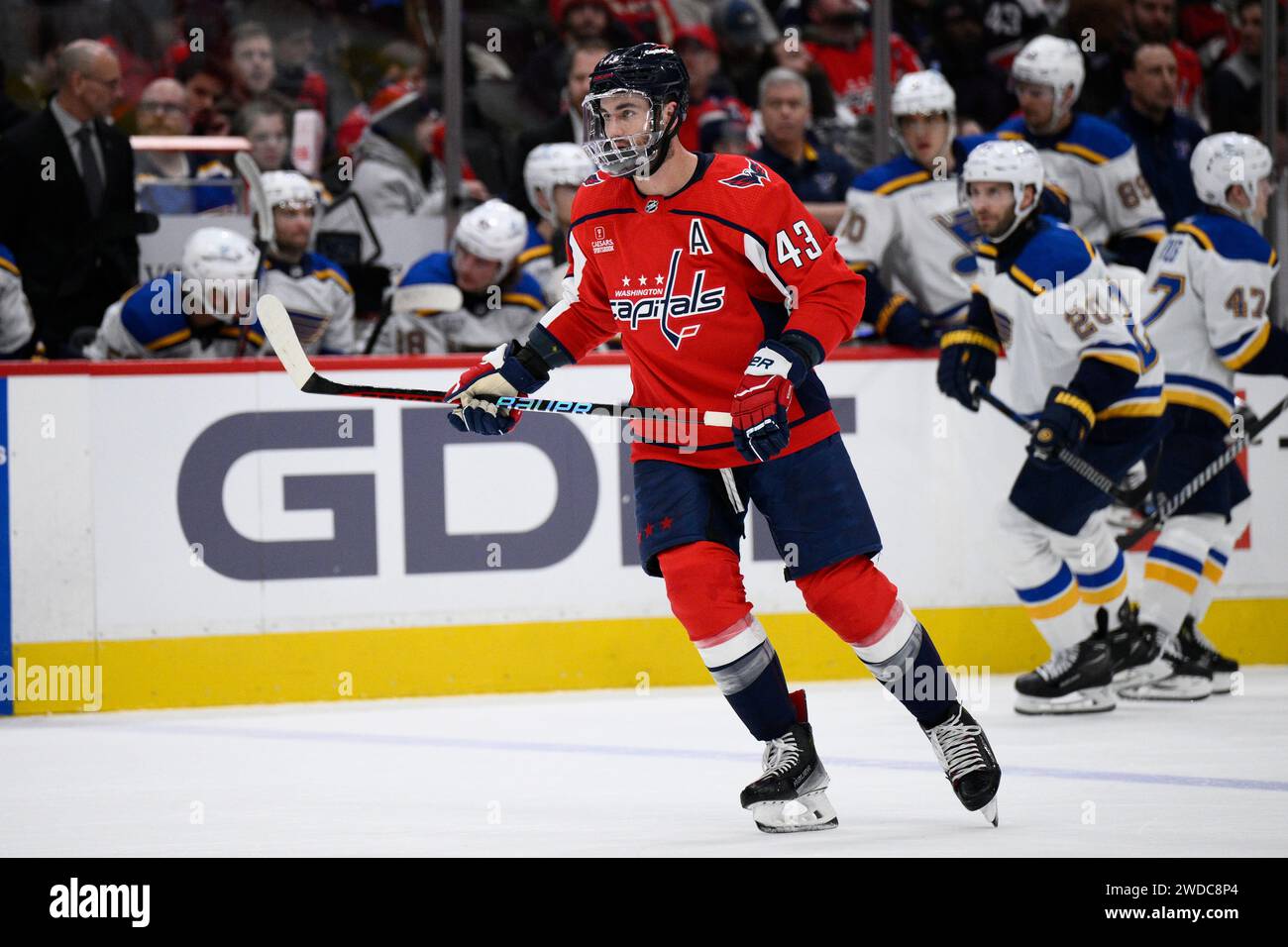 Washington Capitals right wing Tom Wilson (43) in action during the ...