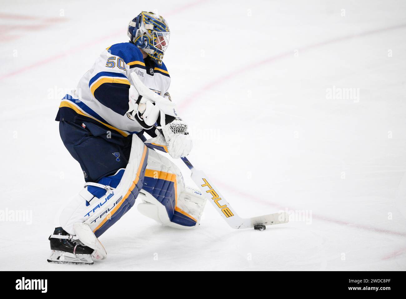 St. Louis Blues goaltender Jordan Binnington (50) in action during the ...