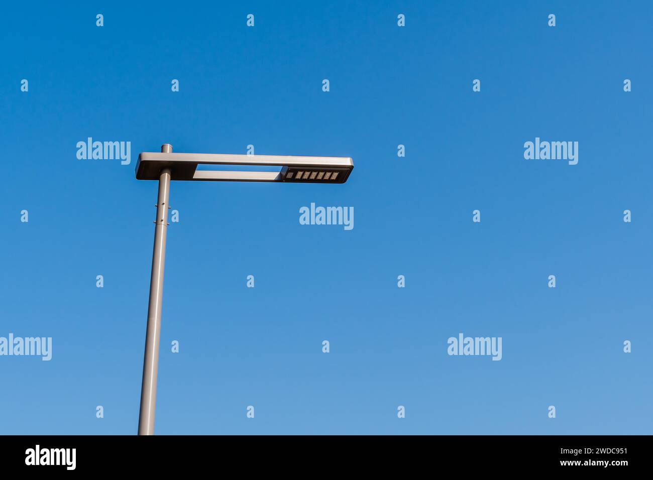 New rectangle LED streetlights with clear blue sky in background, South ...