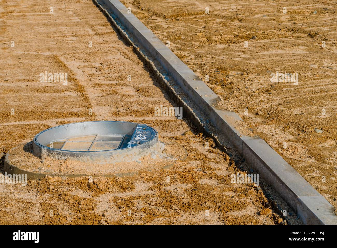 Daejeon, South Korea, November 24, 2019: New manhole in ground next to ...