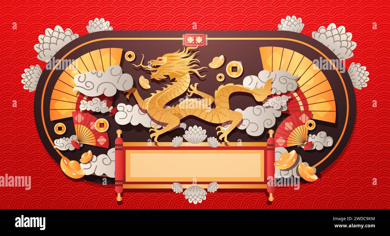 chinese new year of dragon icon zodiac sign for greeting card asian ...