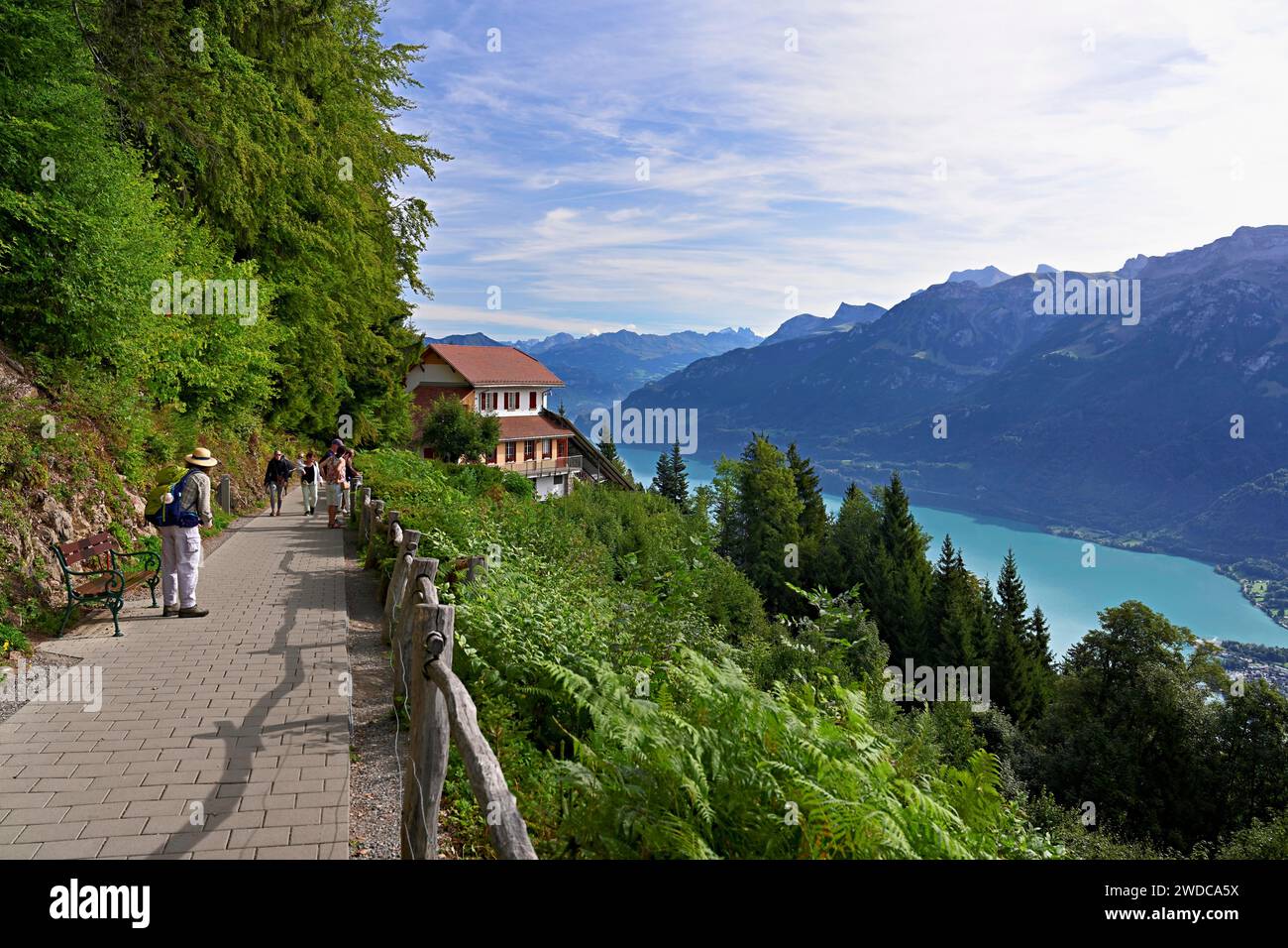 View of Lake Brienz from the Harder Kulm, Interlaken, Canton of Bern ...