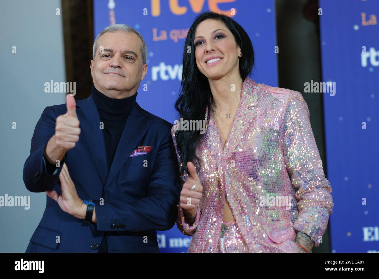 Spanish soccer player jenni hermoso and ramon garcia during rtve hi-res ...