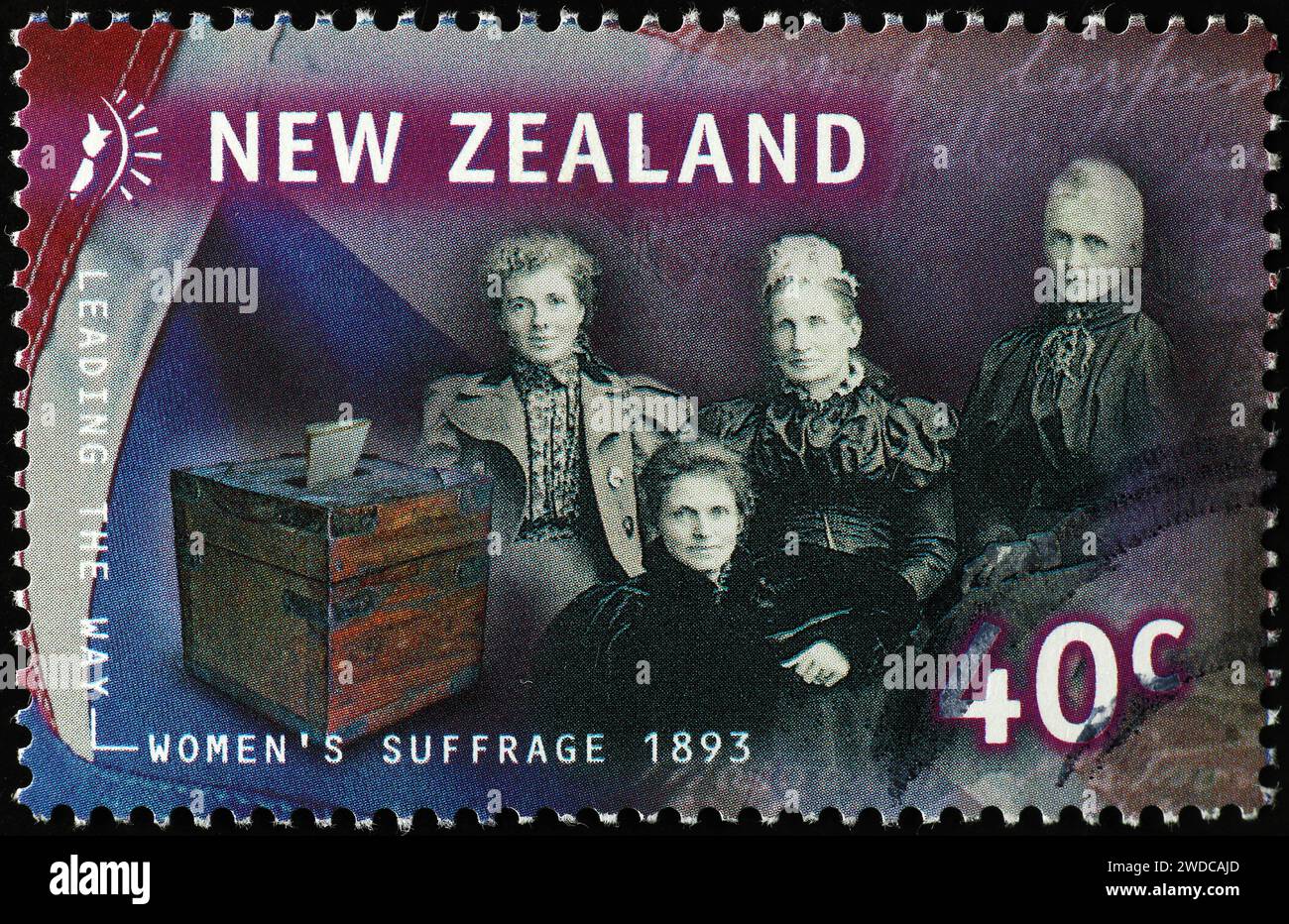 Achieved women's suffrage in New Zealand in 1896 on stamp Stock Photo ...