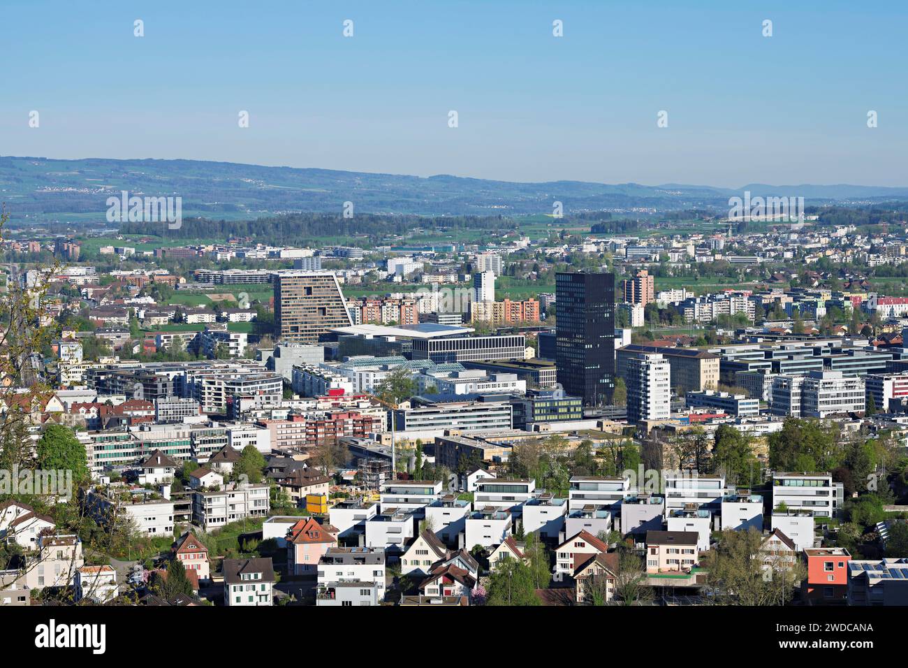 City view with skyscrapers Parktower and Uptown, Zug, Canton Zug ...
