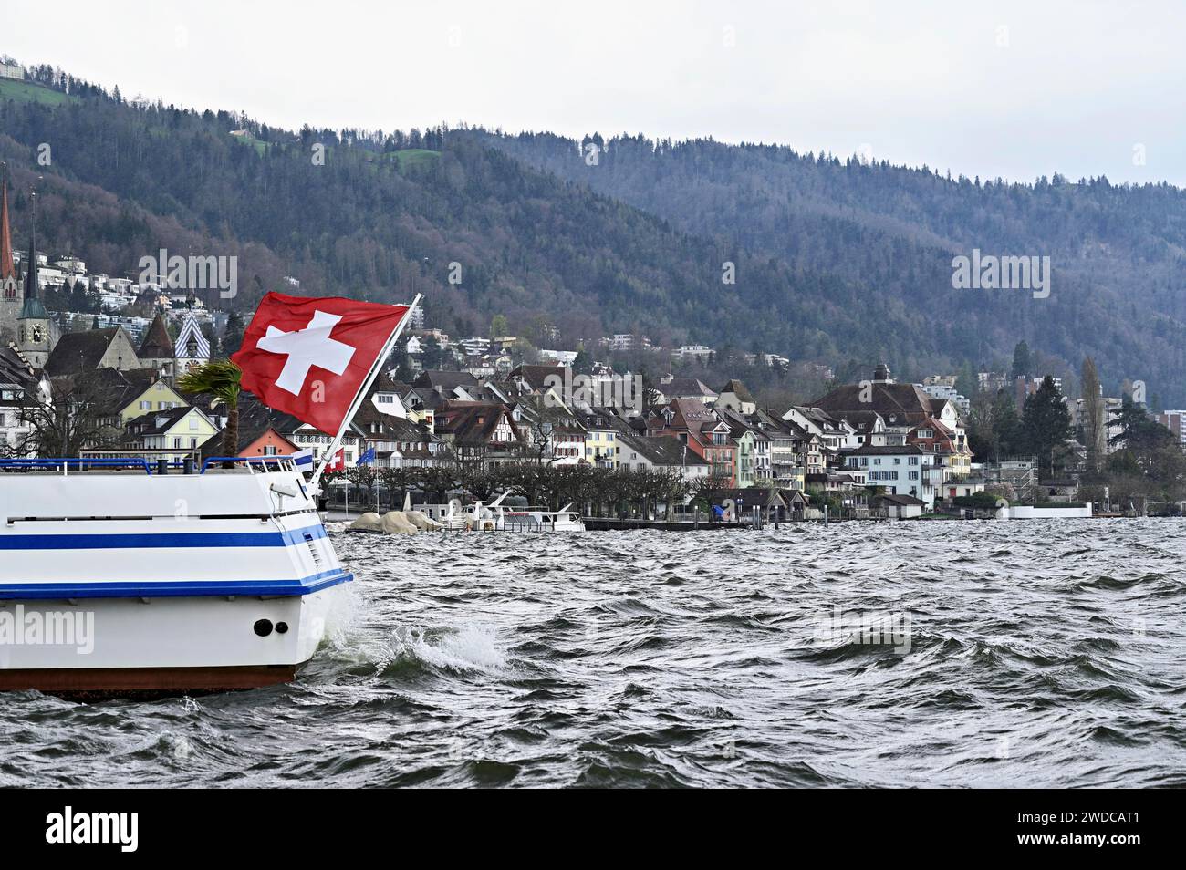 Storm on Lake Zug, Old Town at the back, Zug, Canton Zug, Switzerland ...