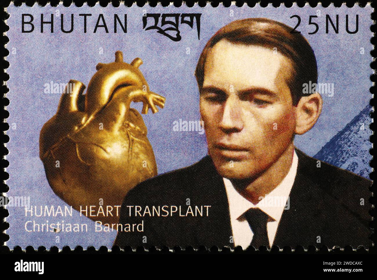 Doctor Christiaan Barnard on postage stamp of Bhutan Stock Photo - Alamy
