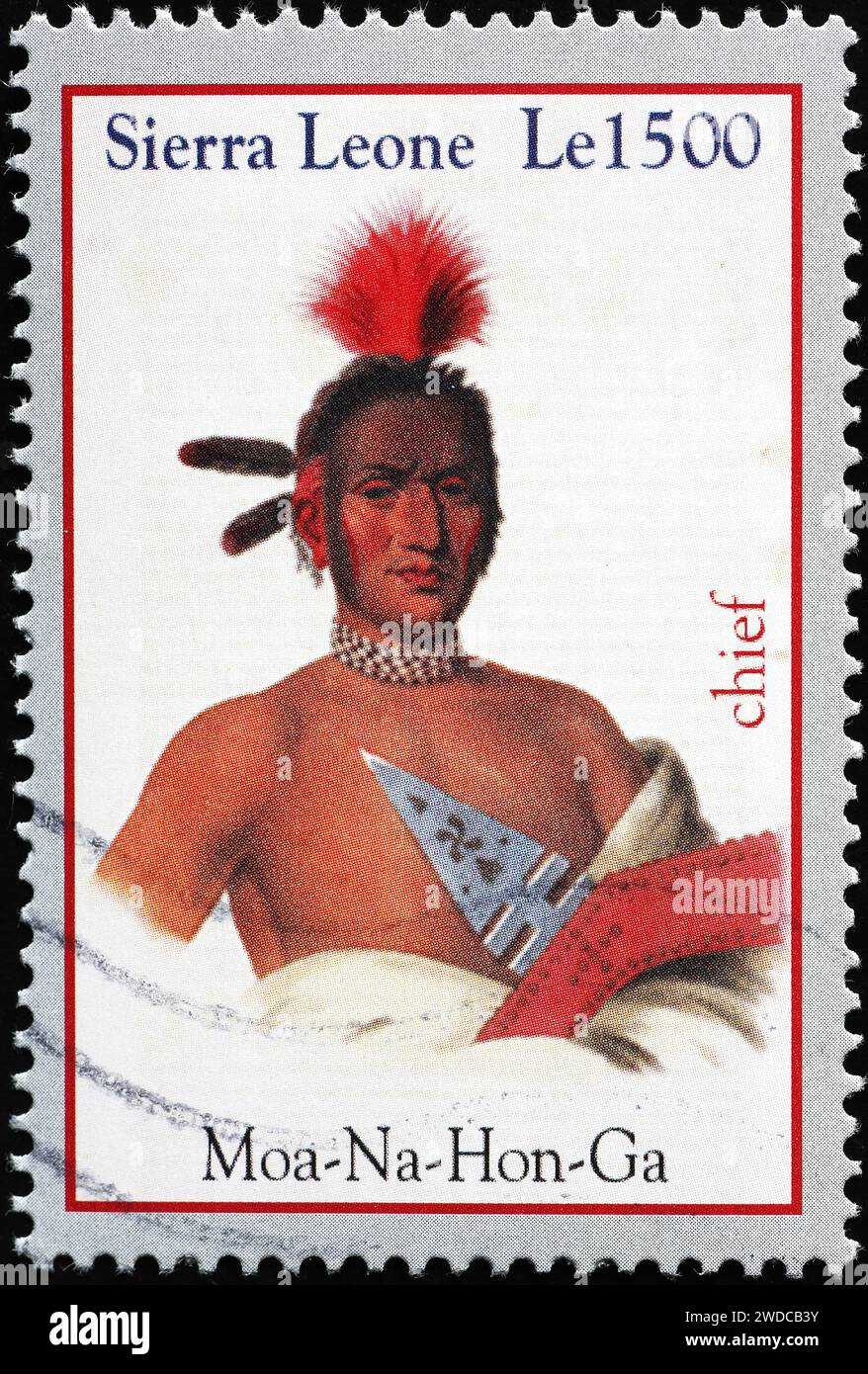Indian chief Moa-na-hon-ga celebrated on postage stamp Stock Photo - Alamy