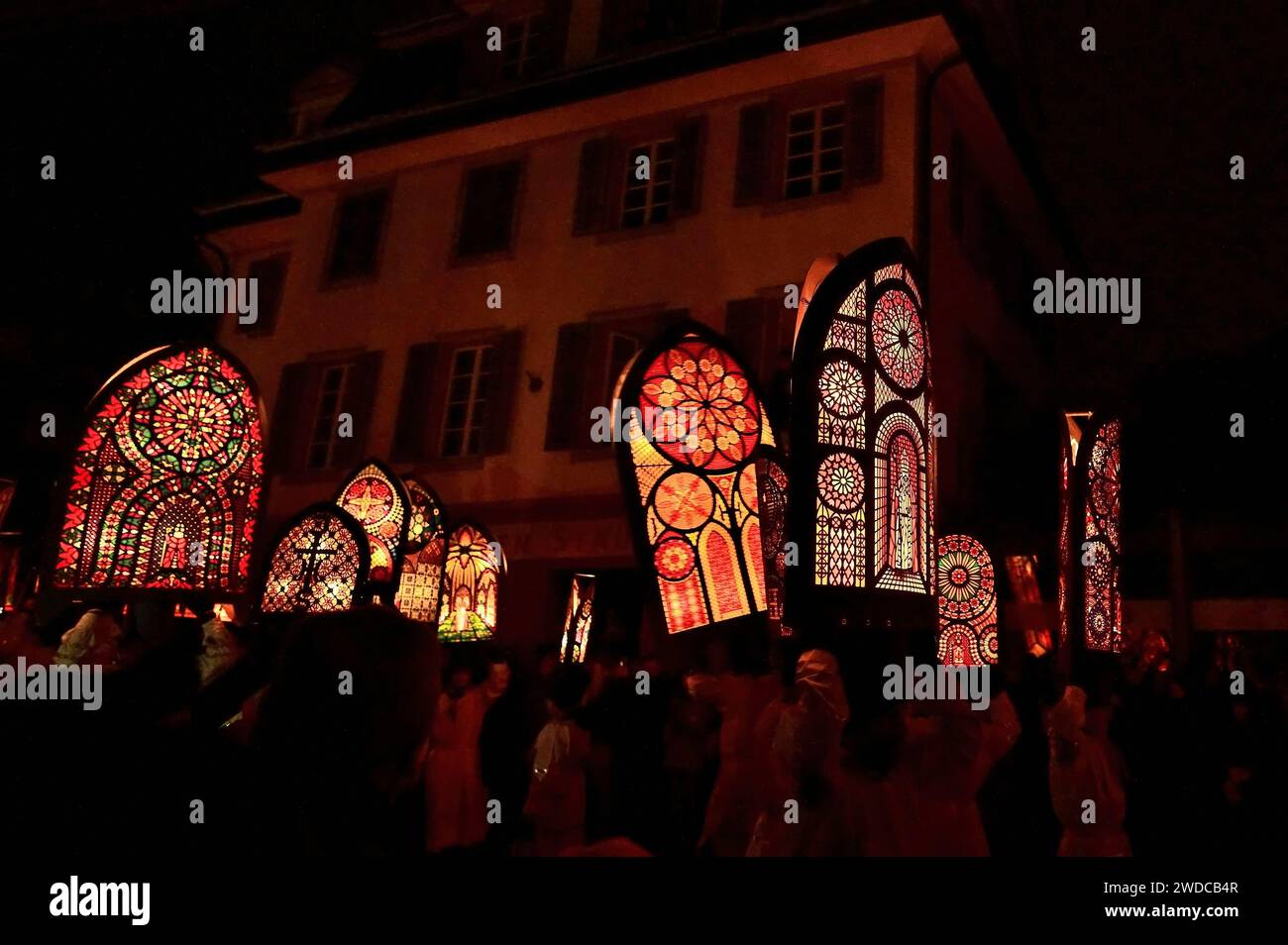 Bearer of the Iffelen at the traditional Klausjagen, Klaus parade 2023 ...