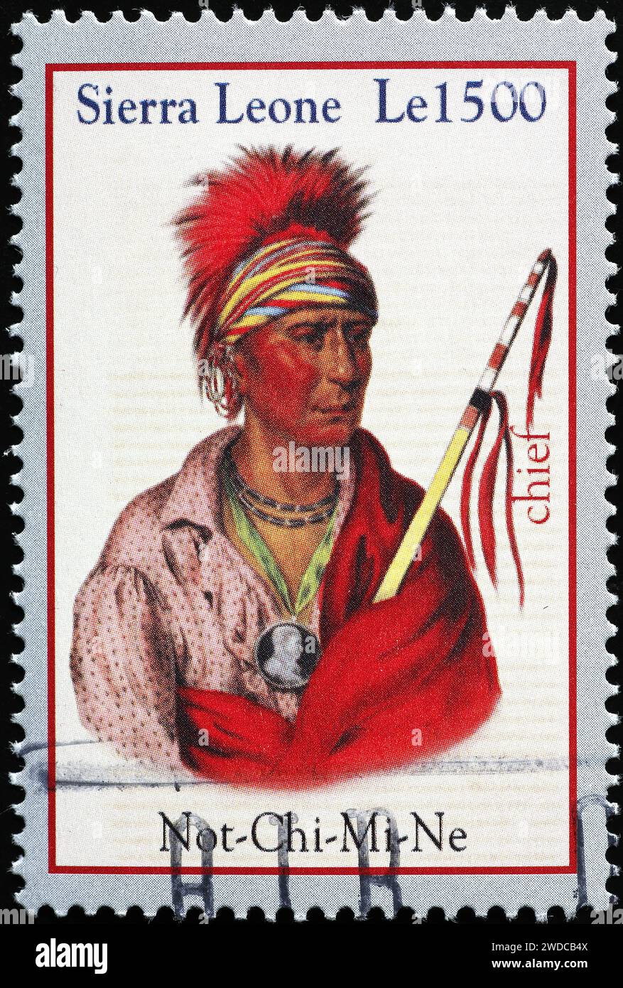 Indian chief Not-chi-mi-ne celebrated on postage stamp Stock Photo - Alamy