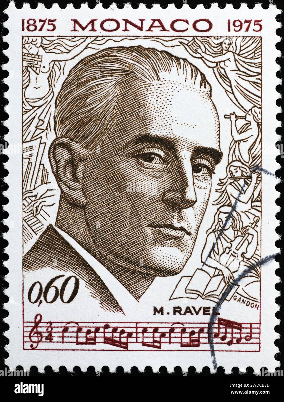 Maurice Ravel portrait on postage stamp of Monaco Stock Photo - Alamy