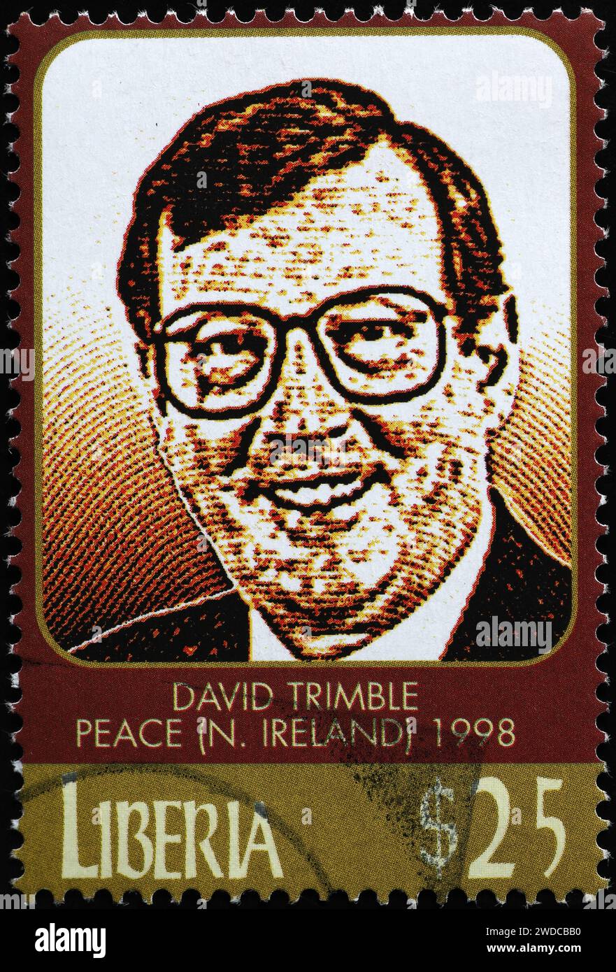 Nobel peace prize David Trimble on stamp from Liberia Stock Photo - Alamy