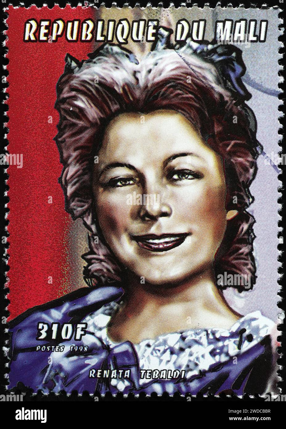 Opera singer Renata Tebaldi on stamp of Mali Stock Photo - Alamy