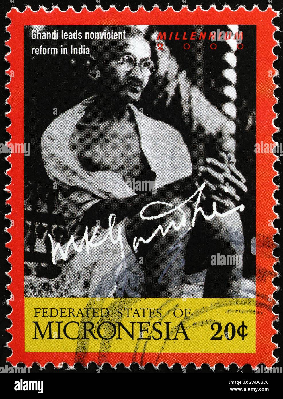 Picture of Gandhi on stamp of Micronesia Stock Photo - Alamy