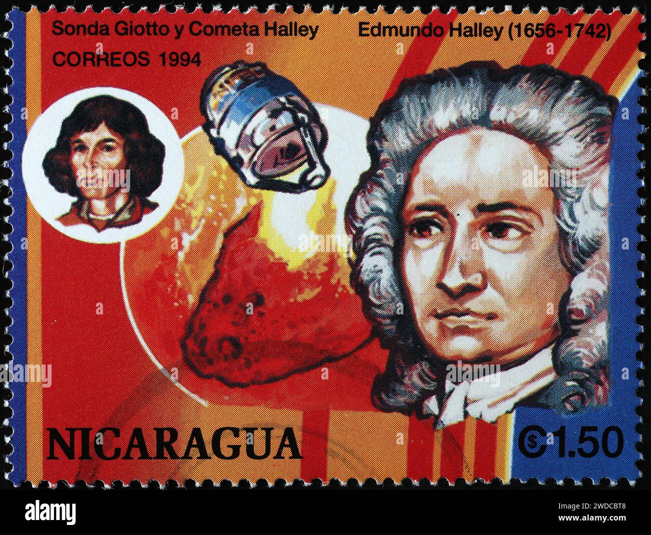Scientist Edmund Halley on postage stamp Stock Photo - Alamy