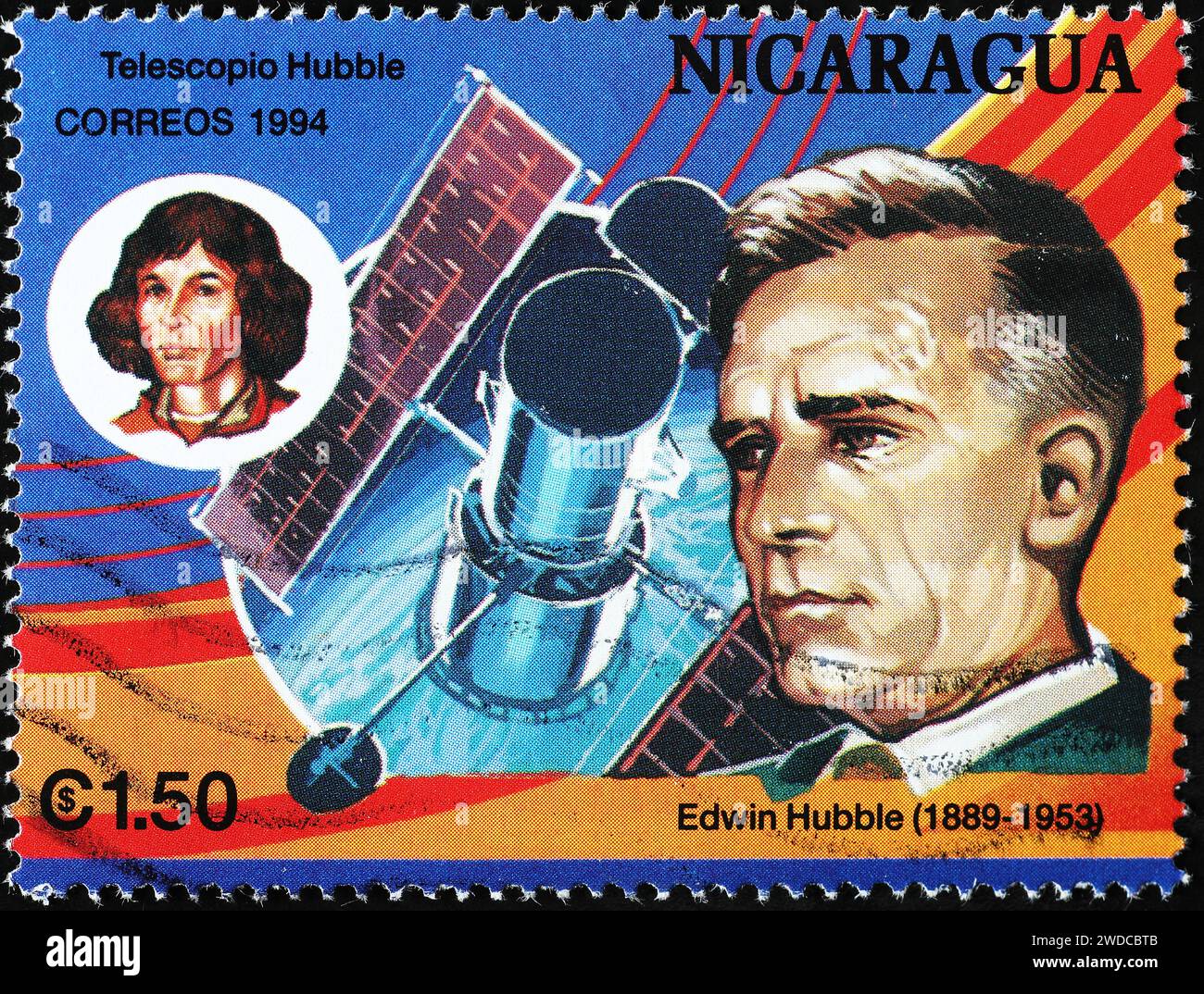 Scientist Edwin Hubble on postage stamp Stock Photo - Alamy
