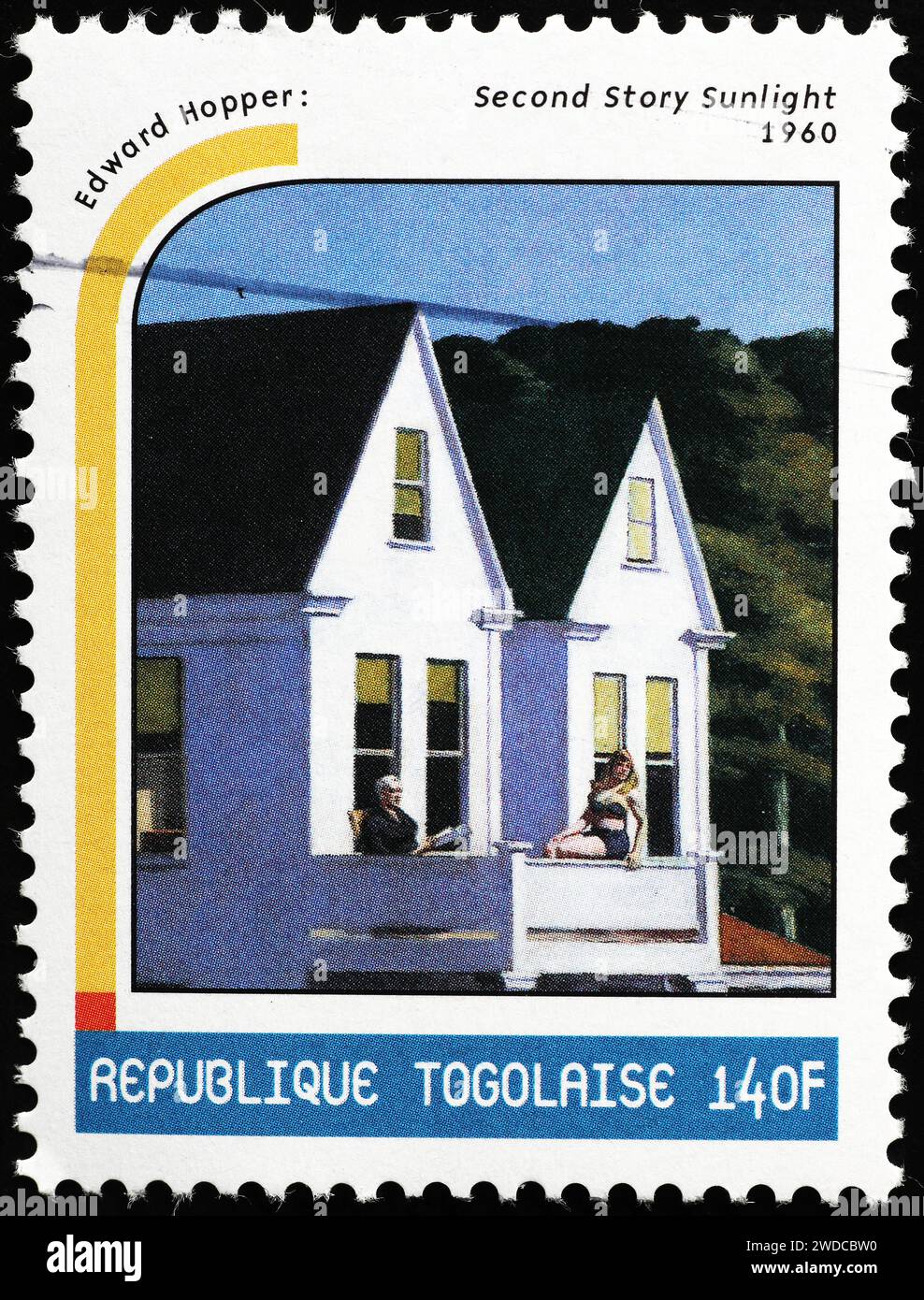 'Second story sunlight' by Edward Hopper on postage stamp Stock Photo ...