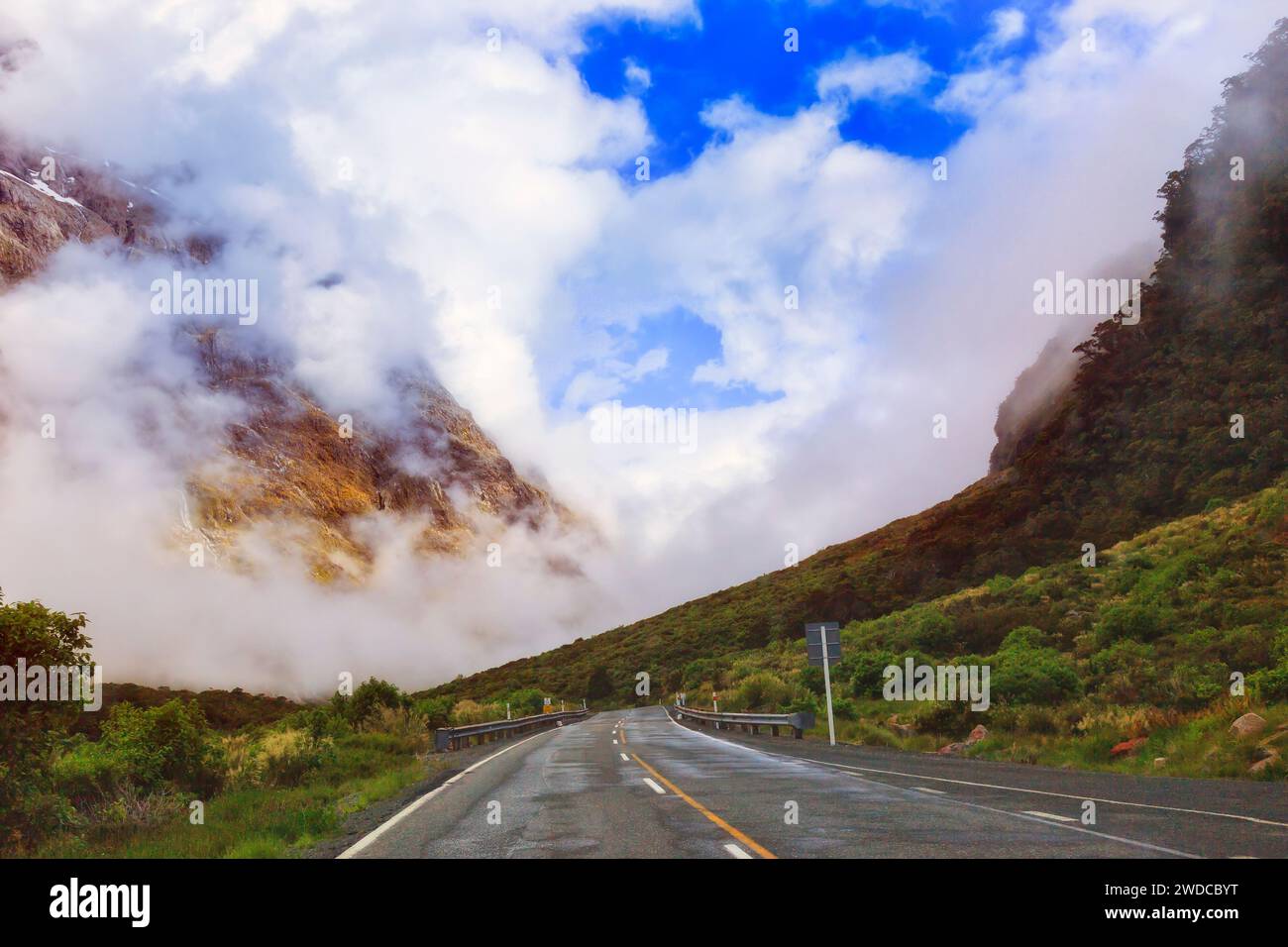 Te Anau Milford Sound Highway 94 in Fiordland of New Zealand at Homer ...