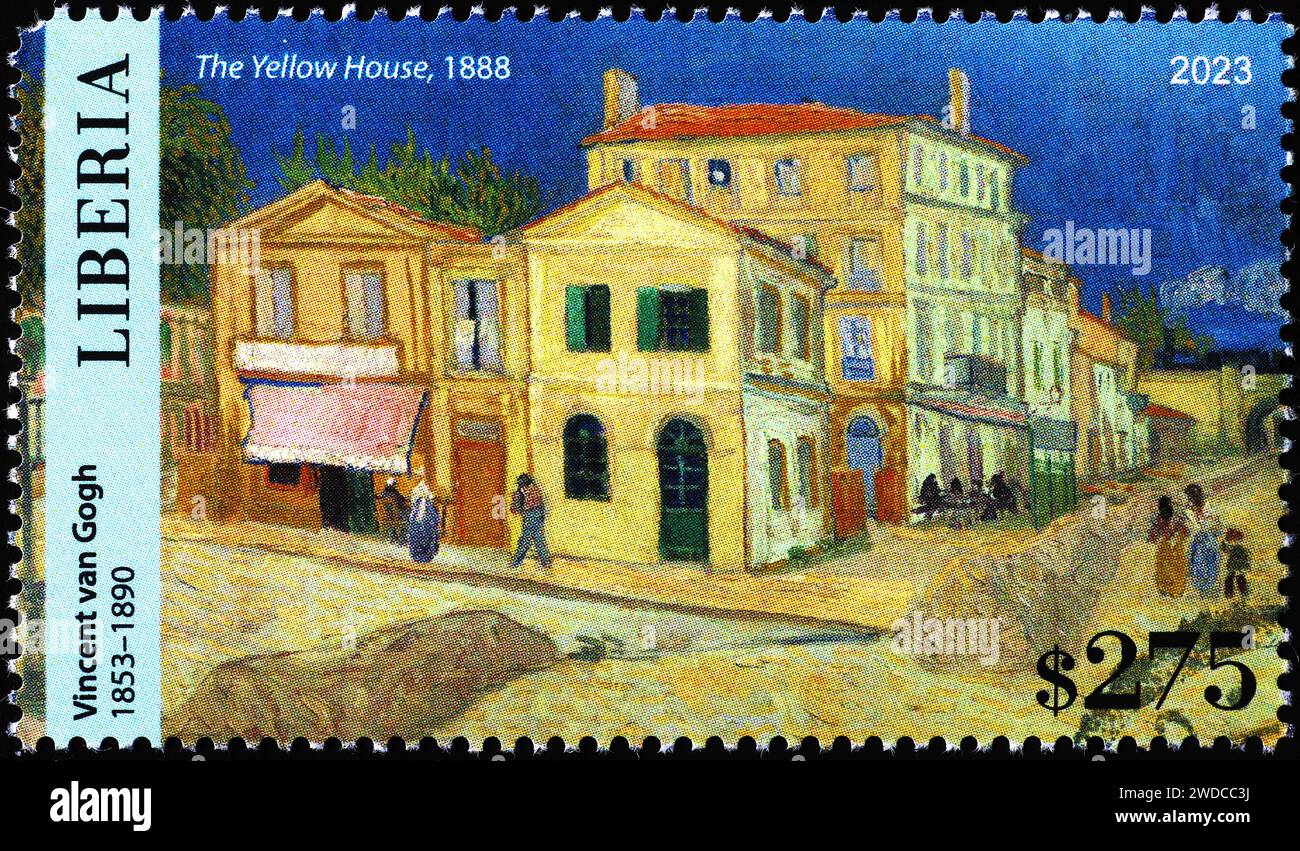 'The yellow house' by Vincent van Gogh on postage stamp Stock Photo - Alamy