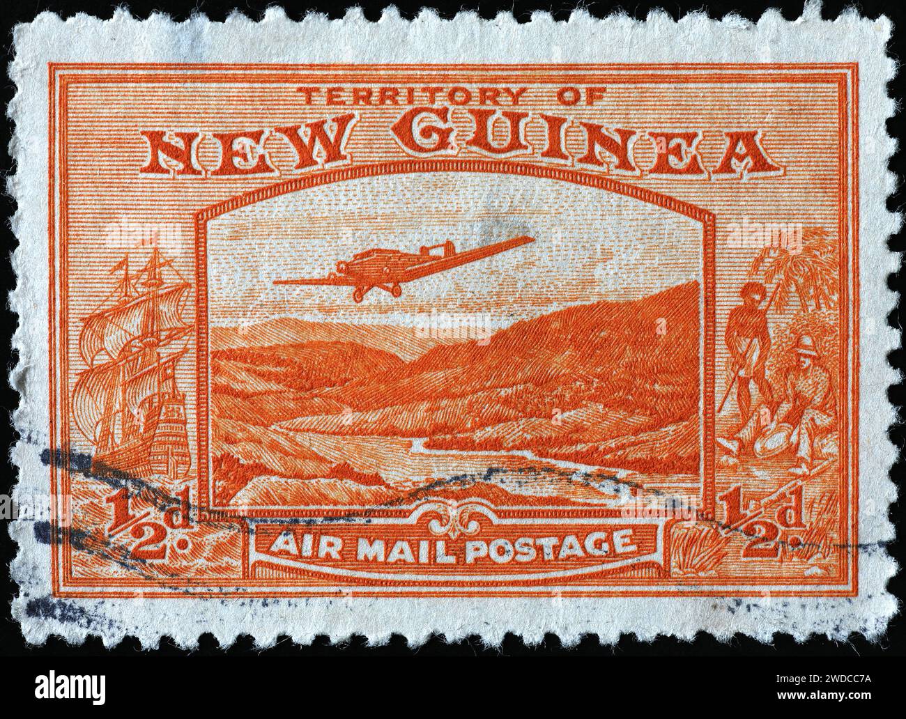 Vintage air mail postage stamp of New Guinea Stock Photo - Alamy
