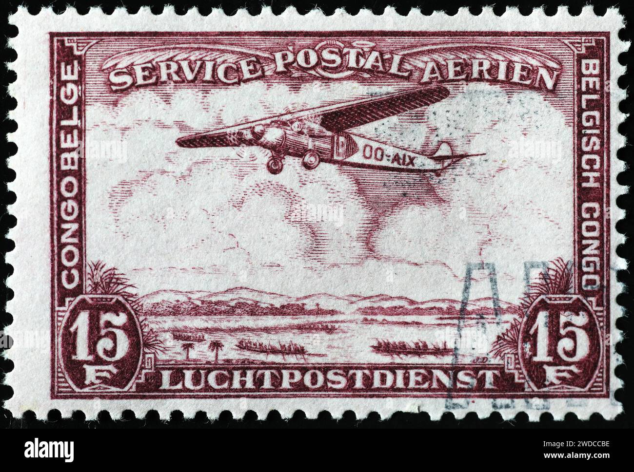 Beautiful ancient air mail stamp from Belgian Congo Stock Photo - Alamy