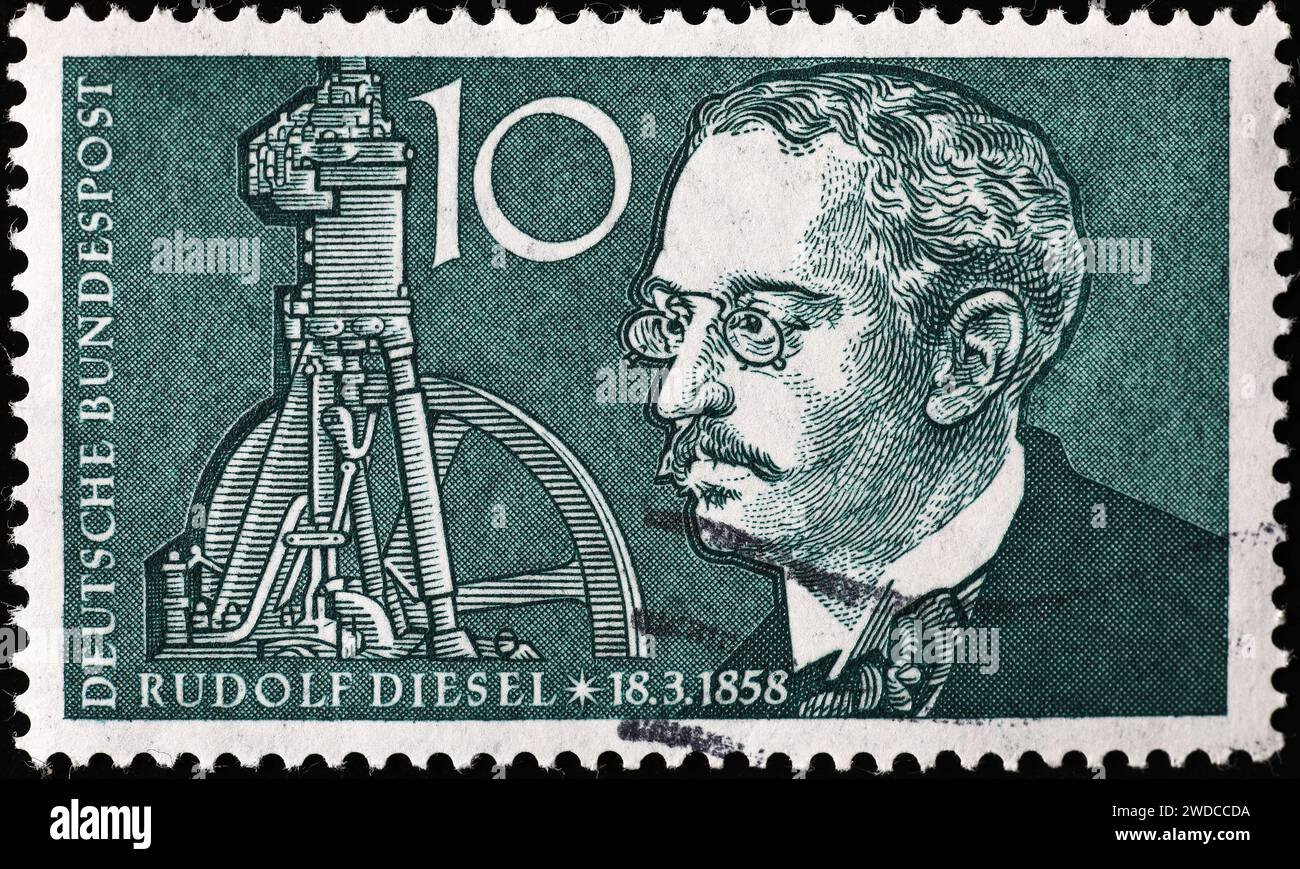 Rudolf Diesel on vintage german postage stamp Stock Photo - Alamy