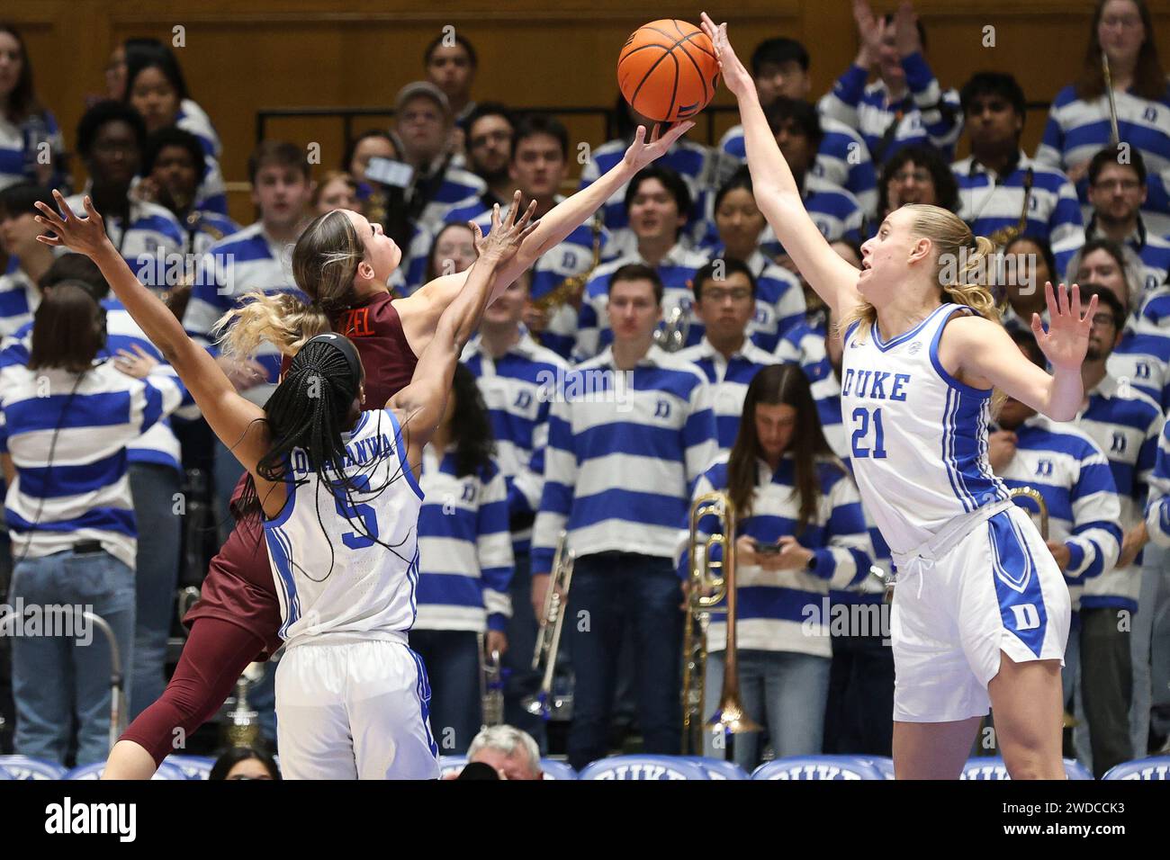 DURHAM, NC - JANUARY 18: Duke Blue Devils forward Camilla Emsbo (21 ...