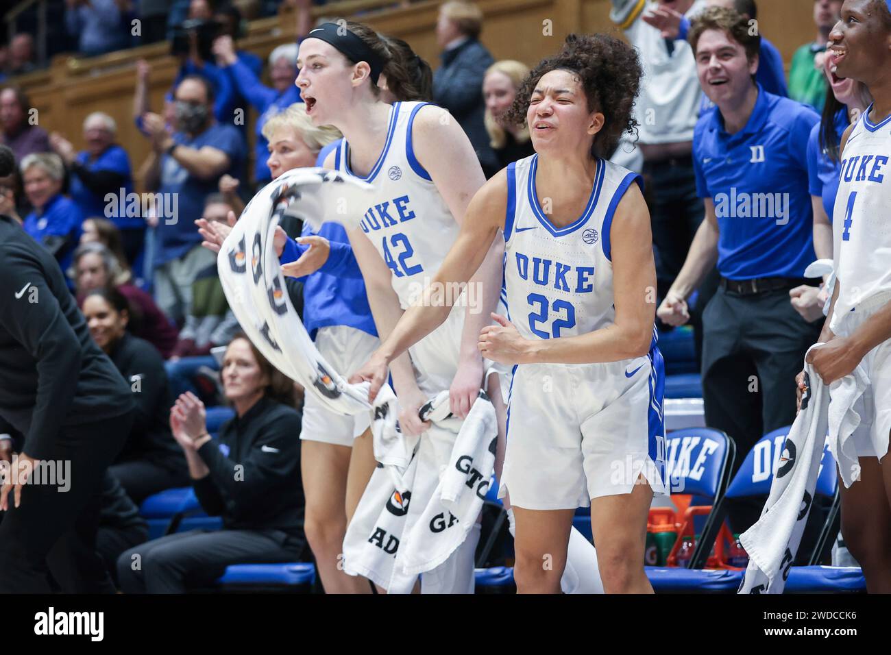 DURHAM, NC - JANUARY 18: Duke Blue Devils center Kennedy Brown (42) and ...