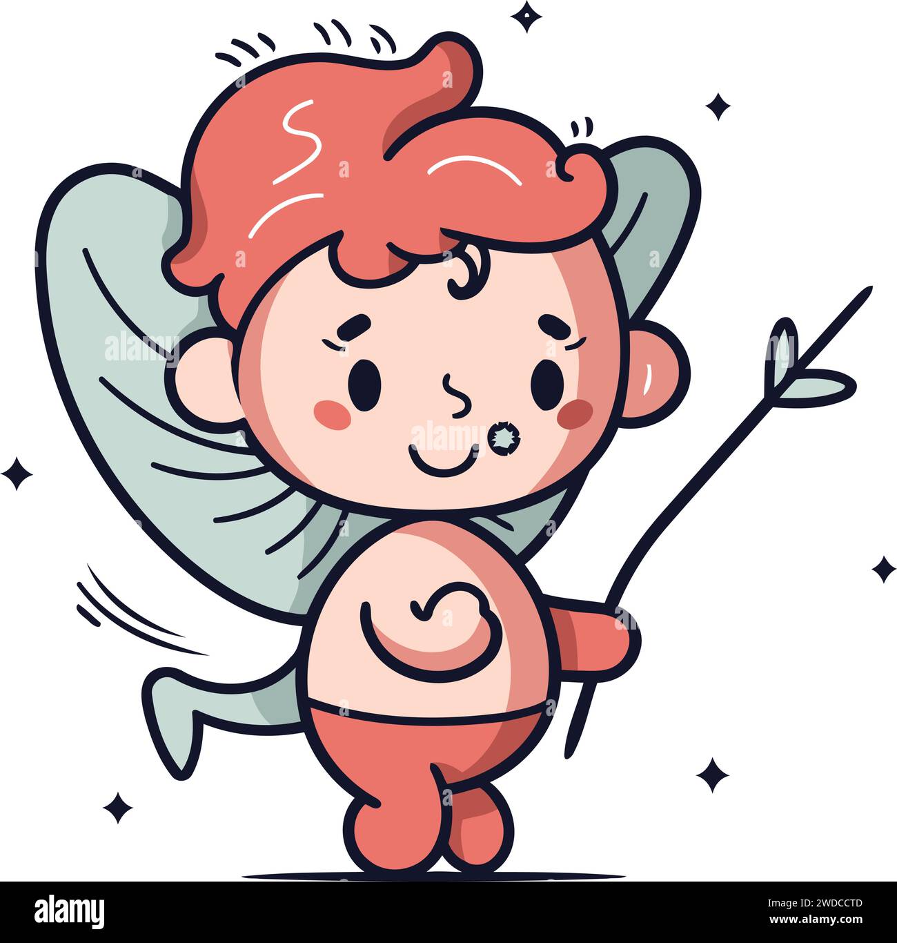 Cute cartoon cupid with arrow in his hand. Vector illustration Stock Vector Image & Art - Alamy