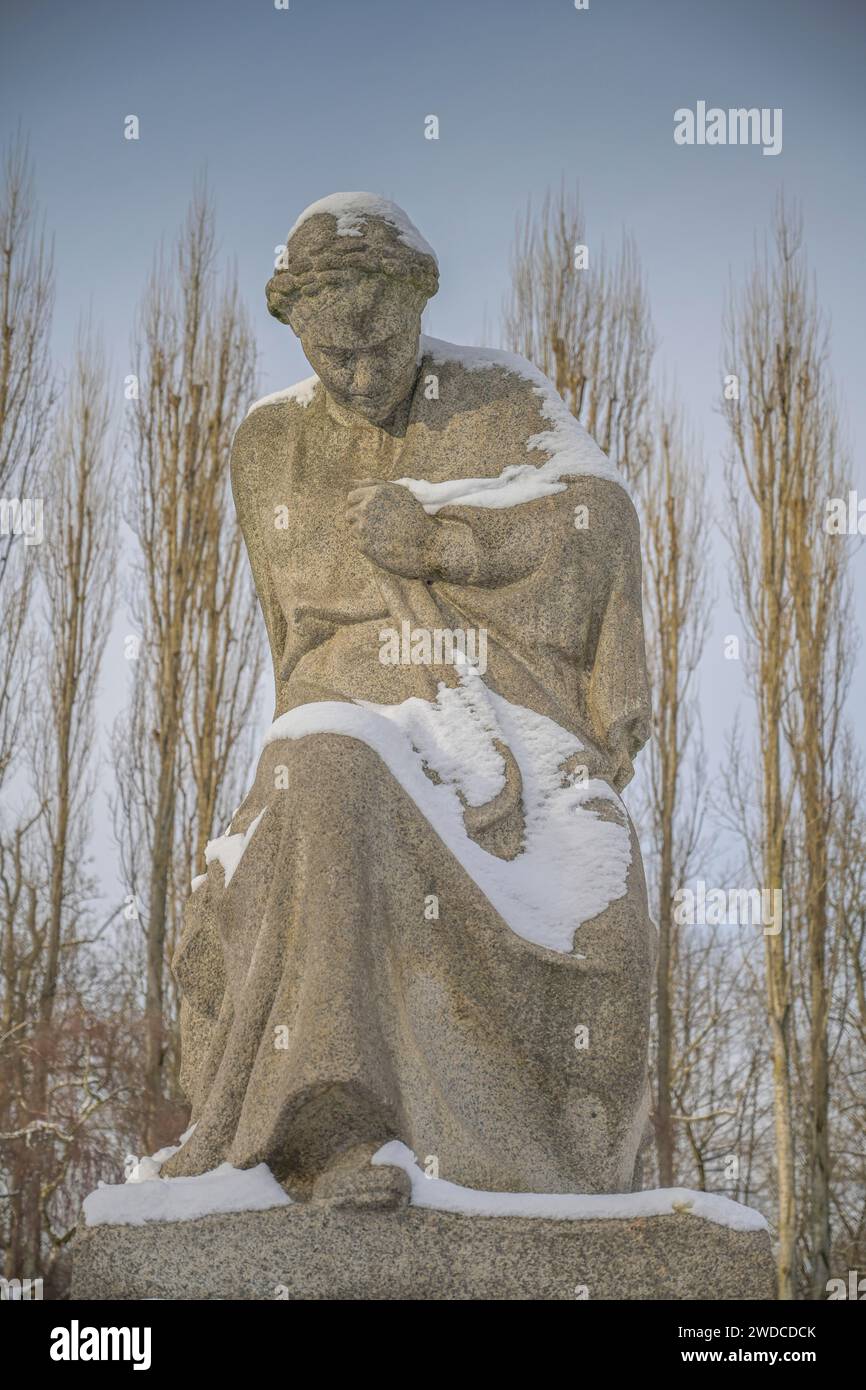 Statue of Mother Homeland, forecourt, Soviet memorial, winter ...