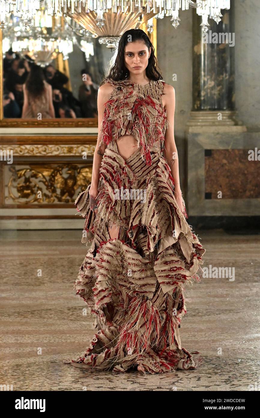 Milan, Italy. 14th Jan, 2024. Pronounce fashion show catwalk at Milan ...