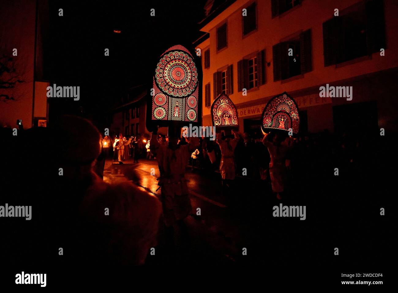 Bearer of the Iffelen at the traditional Klausjagen, Klaus parade 2023 ...